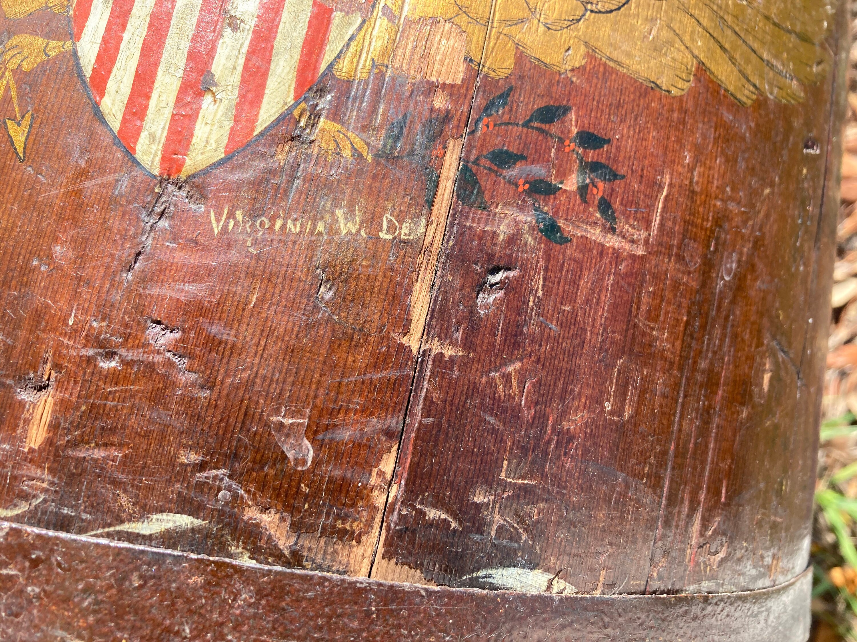 Hundred Year Old Handmade Wood Sap Bucket With Eagle Painted 1960's ...
