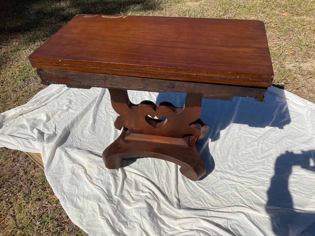 American Empire 1830-1840 Whist Table With Doves & Heart - Etsy