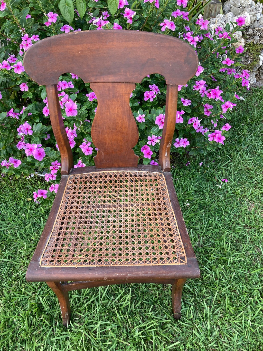 Vintage Re Caned Wood Splat Back Chair Believe 1920's - Etsy