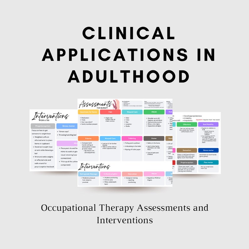 OT Assessments & Interventions Study Guide: Adult Rehab Notes (PDF) - Etsy