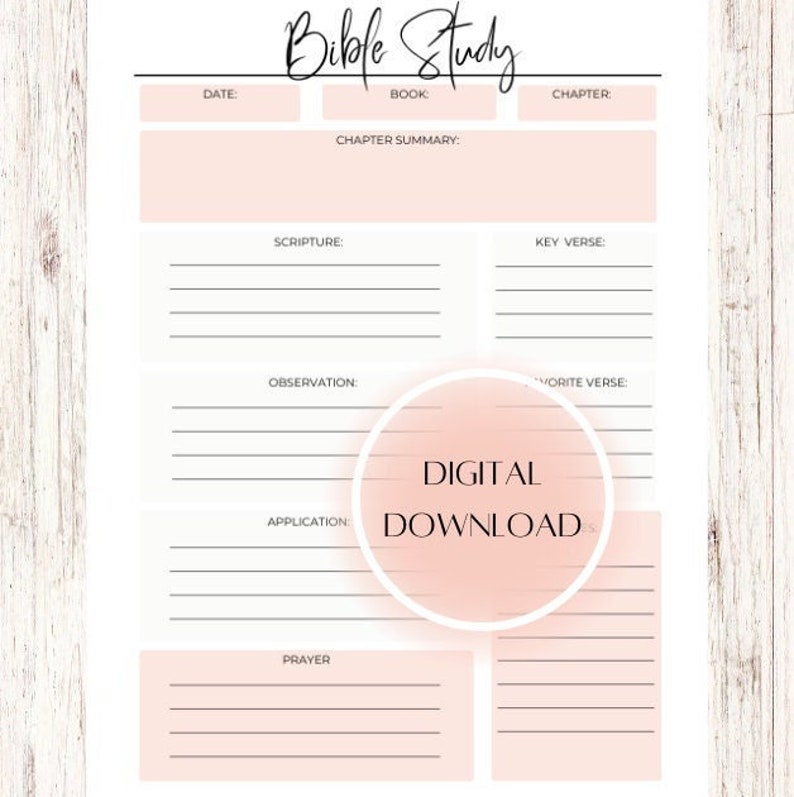 Printable Bible Study Sheet, Bible Study Template, Bible PDF, Study ...