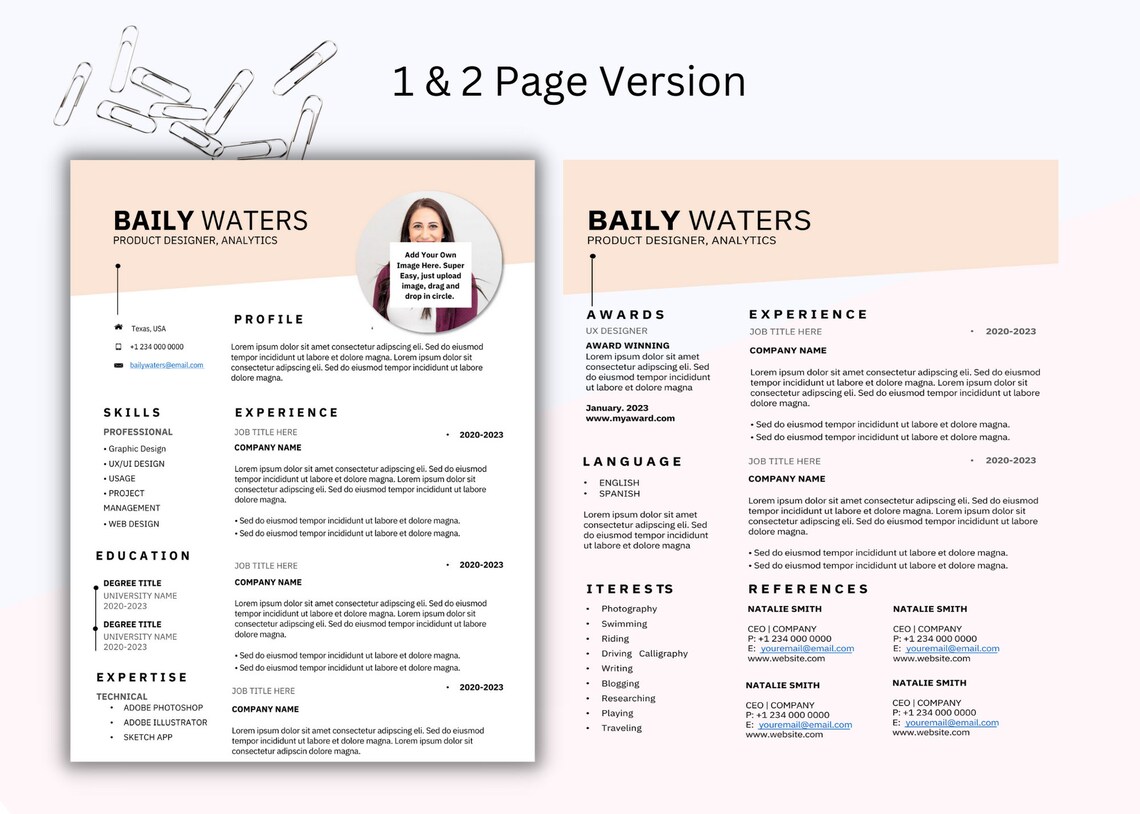 Executive Resume Template Number 2 , CANVA , Minimalist , CV Template ...
