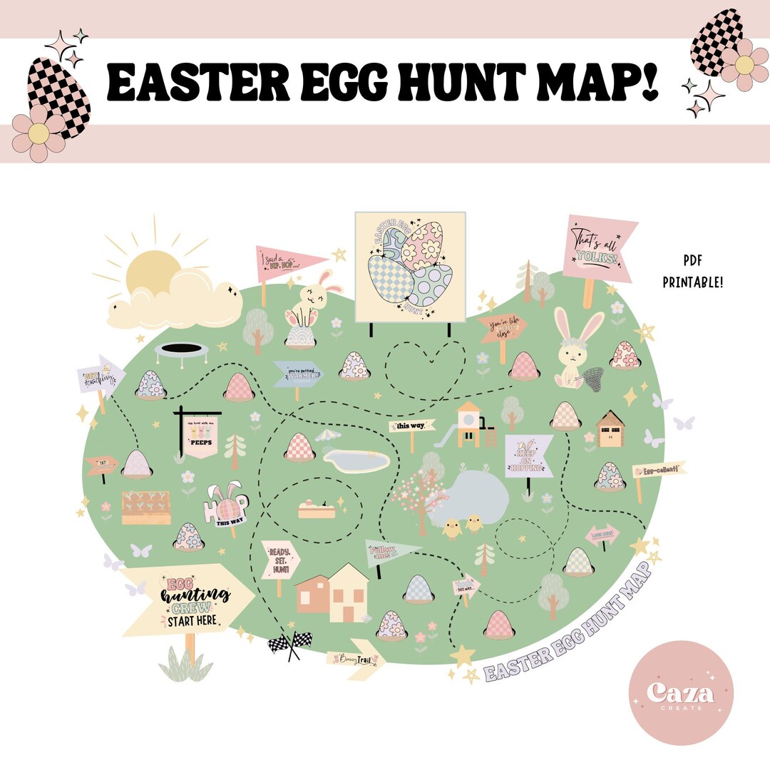Hop Along the Easter Egg Hunt With Our Detailed Map, Printable, PDF ...