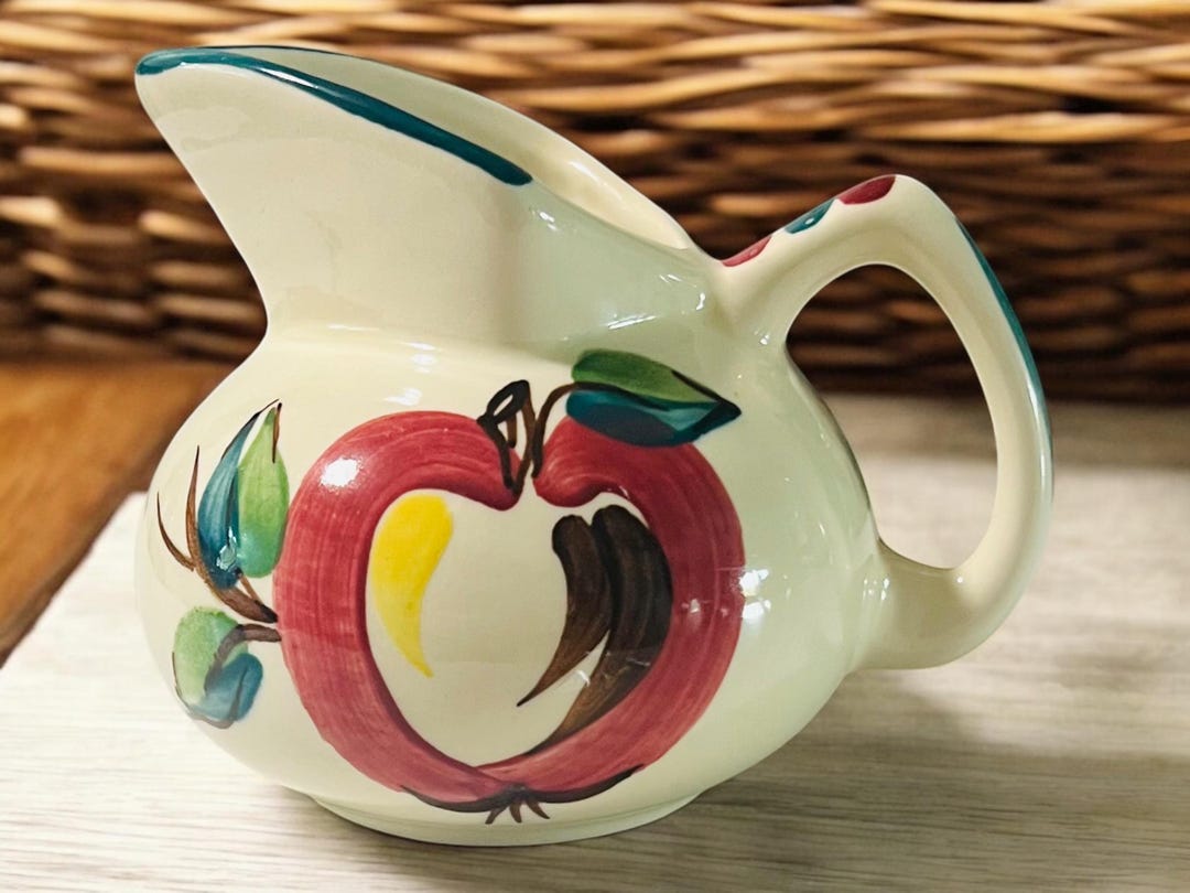 50s Apple Puritan Pottery Earthenware Slip WARE Small Pitcher/creamer ...