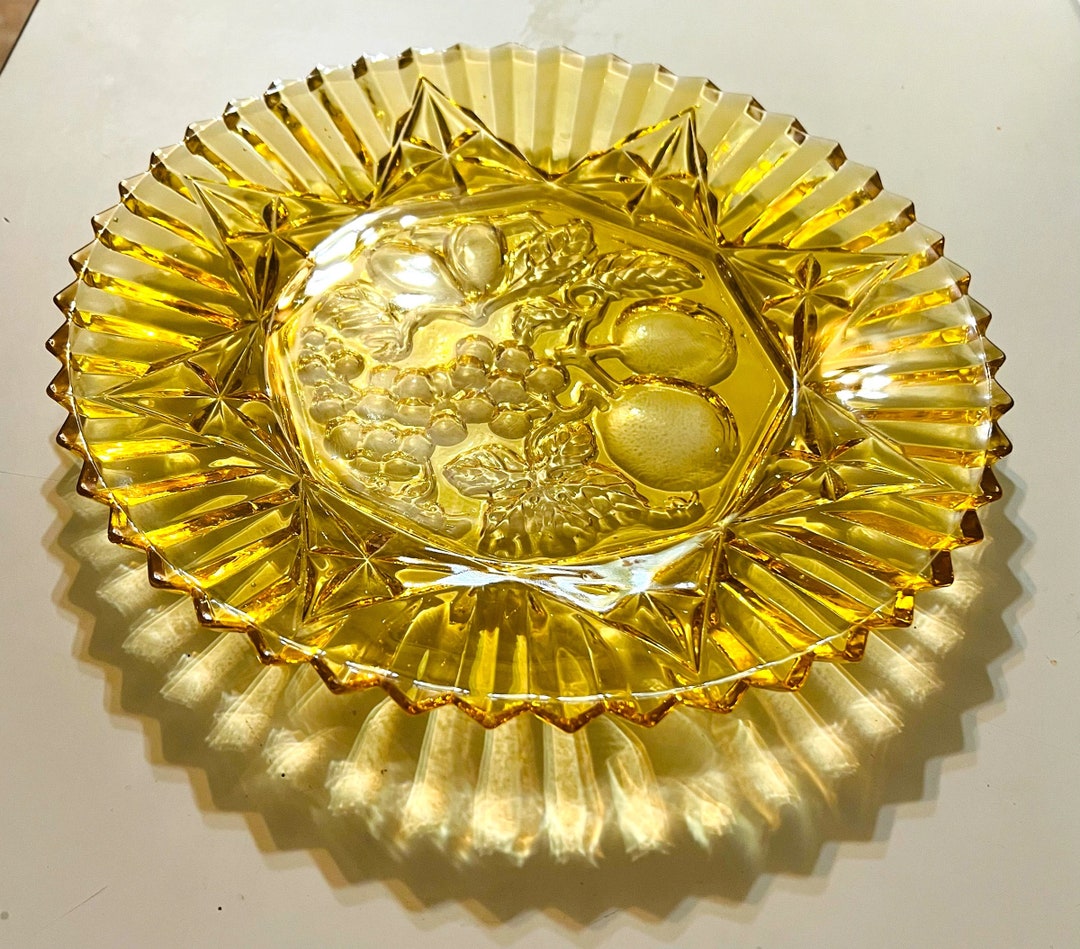 8.25” Federal Glass, Pioneer Amber, Pattern #FEGPIOA, Fruit Plate - Etsy