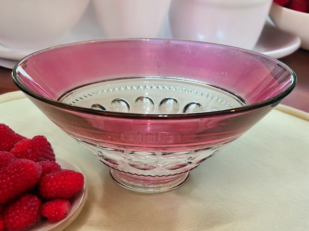RARE Tiffin Kings Crown Ruby Flash Thumbprint Salad Bowl Mid Century ...