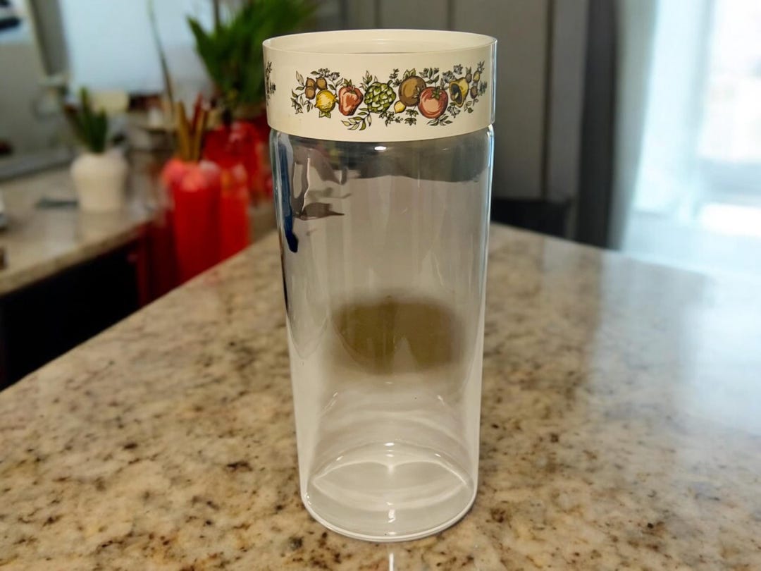 VTG PYREX Tall Glass "spice of Life" Airtight Canister With Lid | 11 ...
