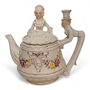 Kitschy Lady Adeline and Lord Chumley Porcelain 1950s Teapot Japan NO ...