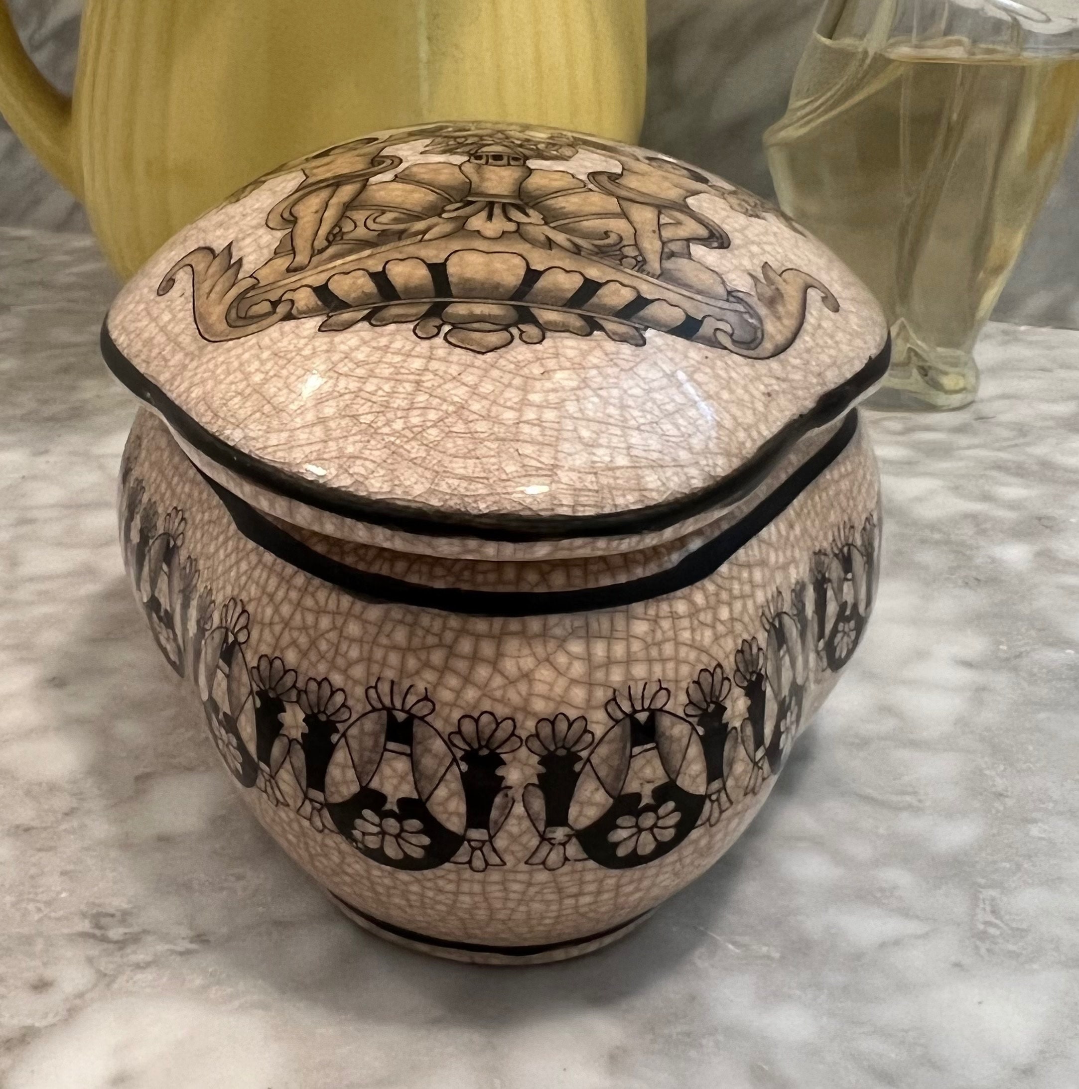 Angel Trinket Box, French Heraldic Coat of Arms Horses Cherubs, Vintage ...