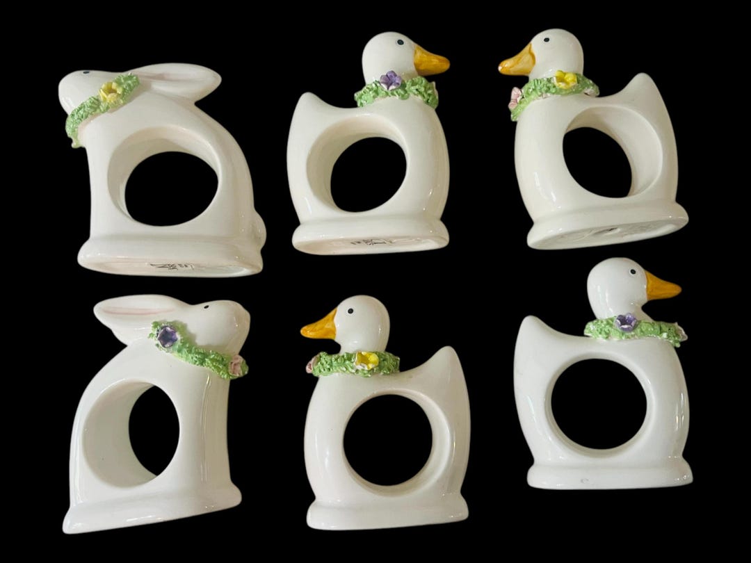 6 VTG Napkin Rings Ducks and Rabbits Napkin Rings OCI Omnibus Napkin ...