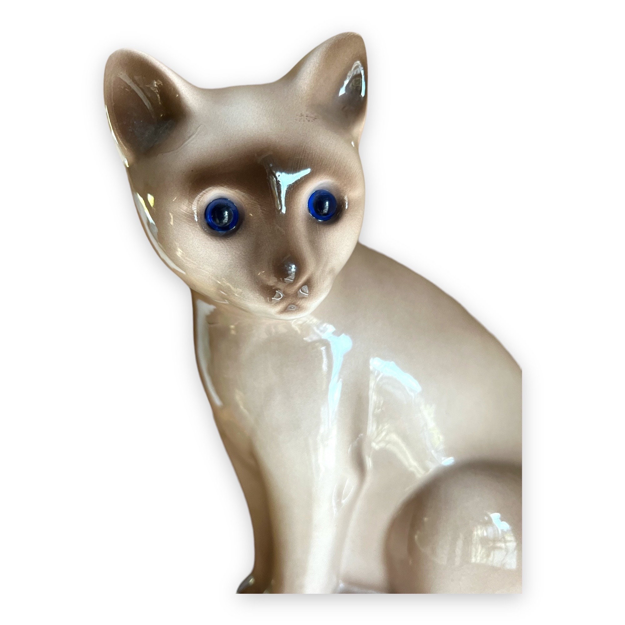 Seal Point Siamese Ceramic Cat, ELPA Alcobaca Genin Trudeau Vintage Cat ...