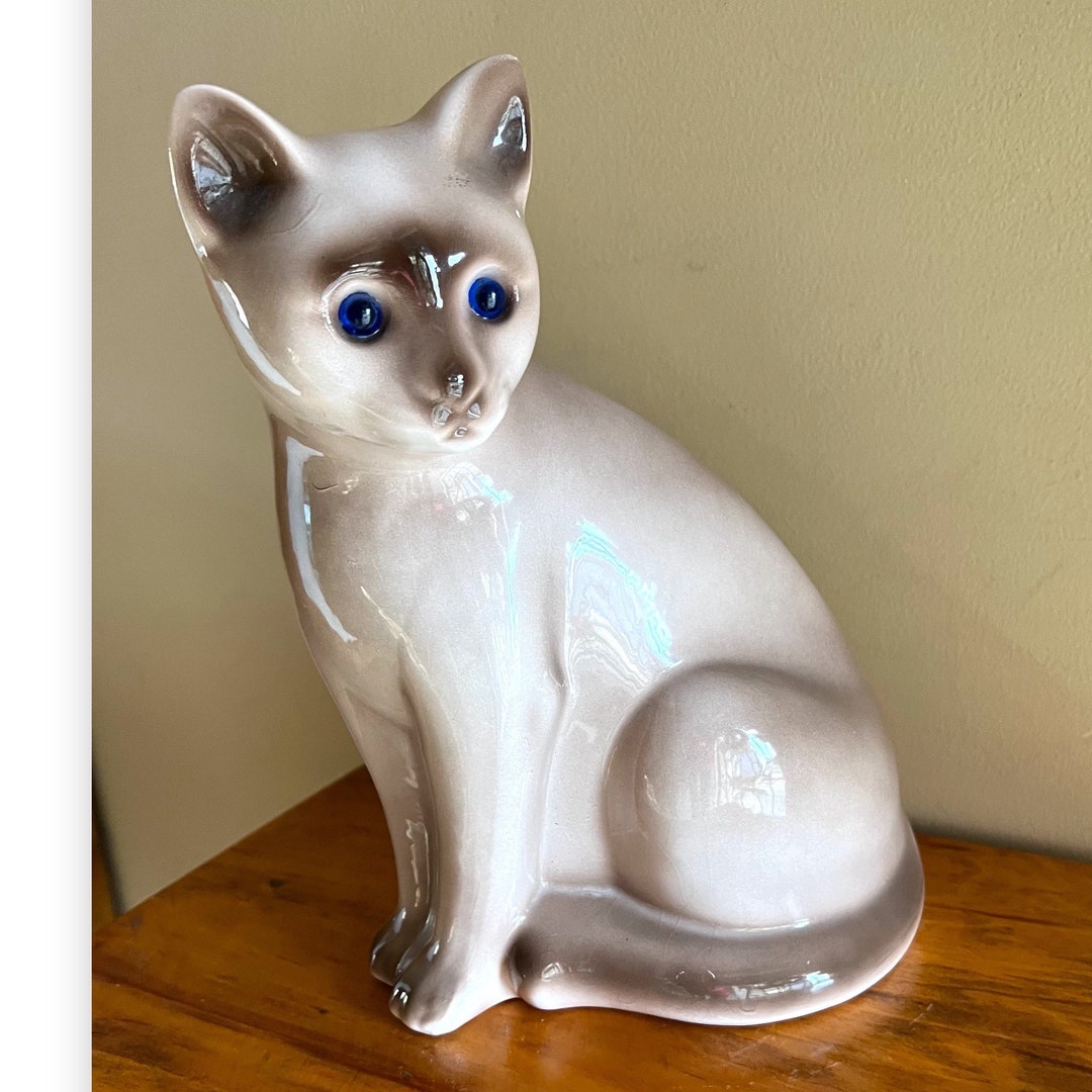 Seal Point Siamese Ceramic Cat, ELPA Alcobaca Genin Trudeau Vintage Cat ...