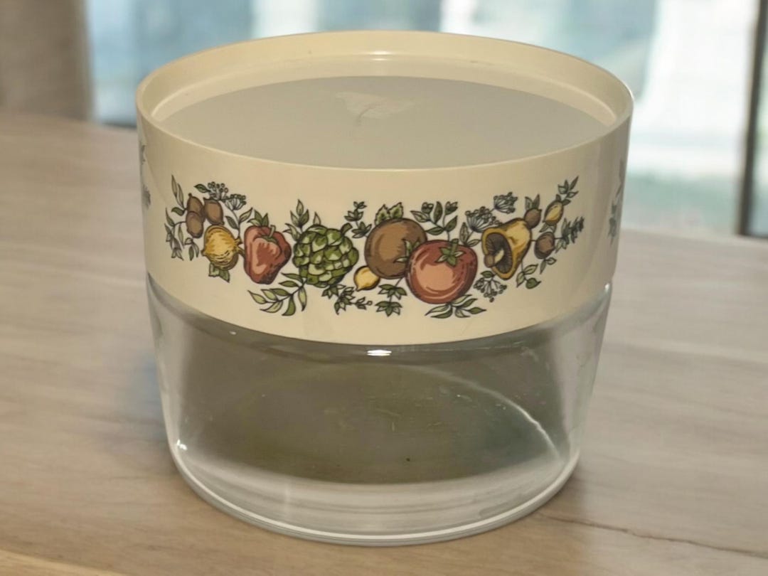 VTG PYREX Glass "spice of Life" Airtight Canister With Lid | 4" Tall ...