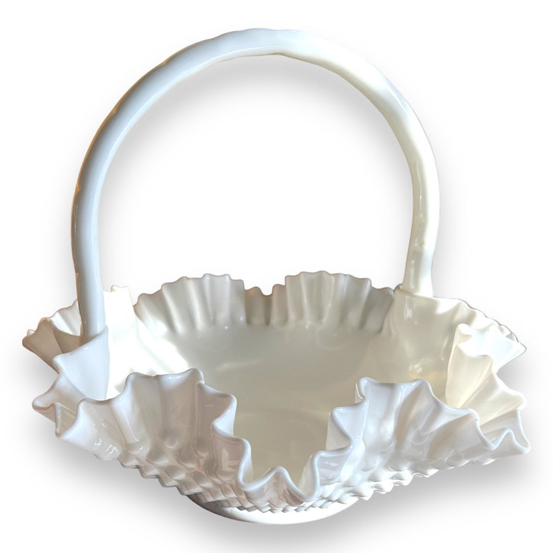 Milk Glass Basket - Etsy