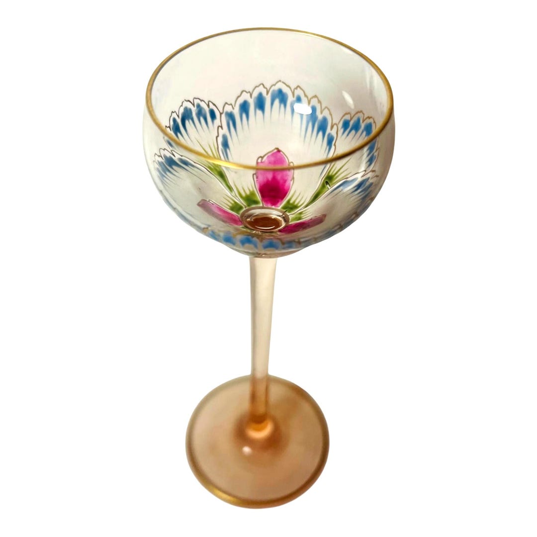Theresienthal ~ ART Nouveau Cordial Glass W/pink Stem & Foot and Hand ...
