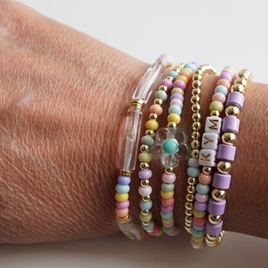 Spring Bracelet Stack, Mom and Me, Easter Bracelet Gifts, Gift for Her ...