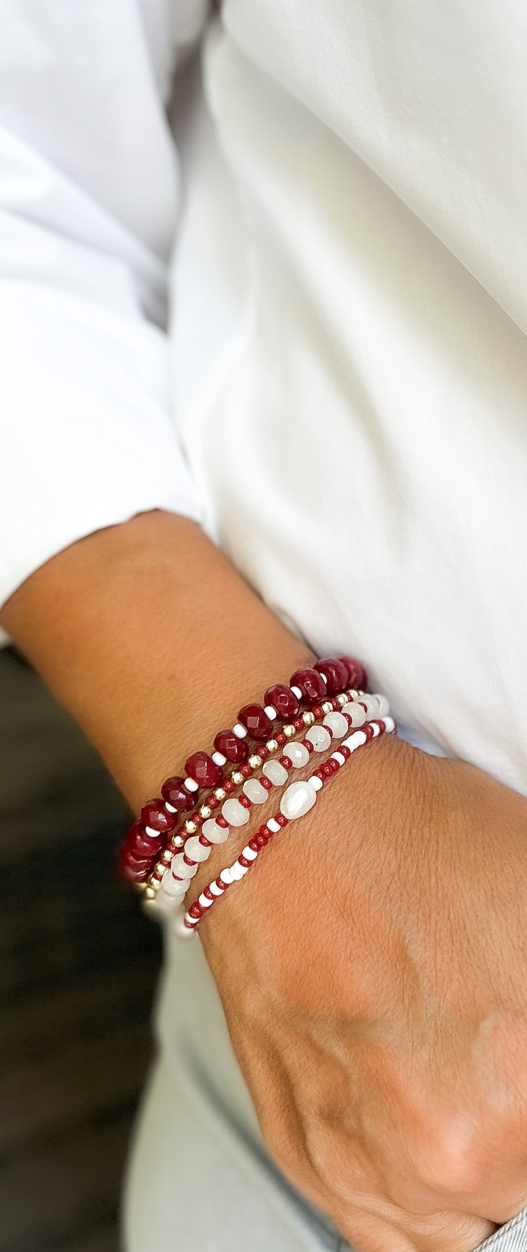 Maroon Game Day Stack Bracelets, Texas A&M Color Stack, Seed Bead ...