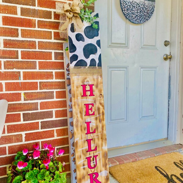 Cow Print Porch Leaner Svg - Etsy