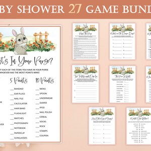 Bunny Theme Baby Shower Game Bundle | 27 Baby Shower Games | Baby ...