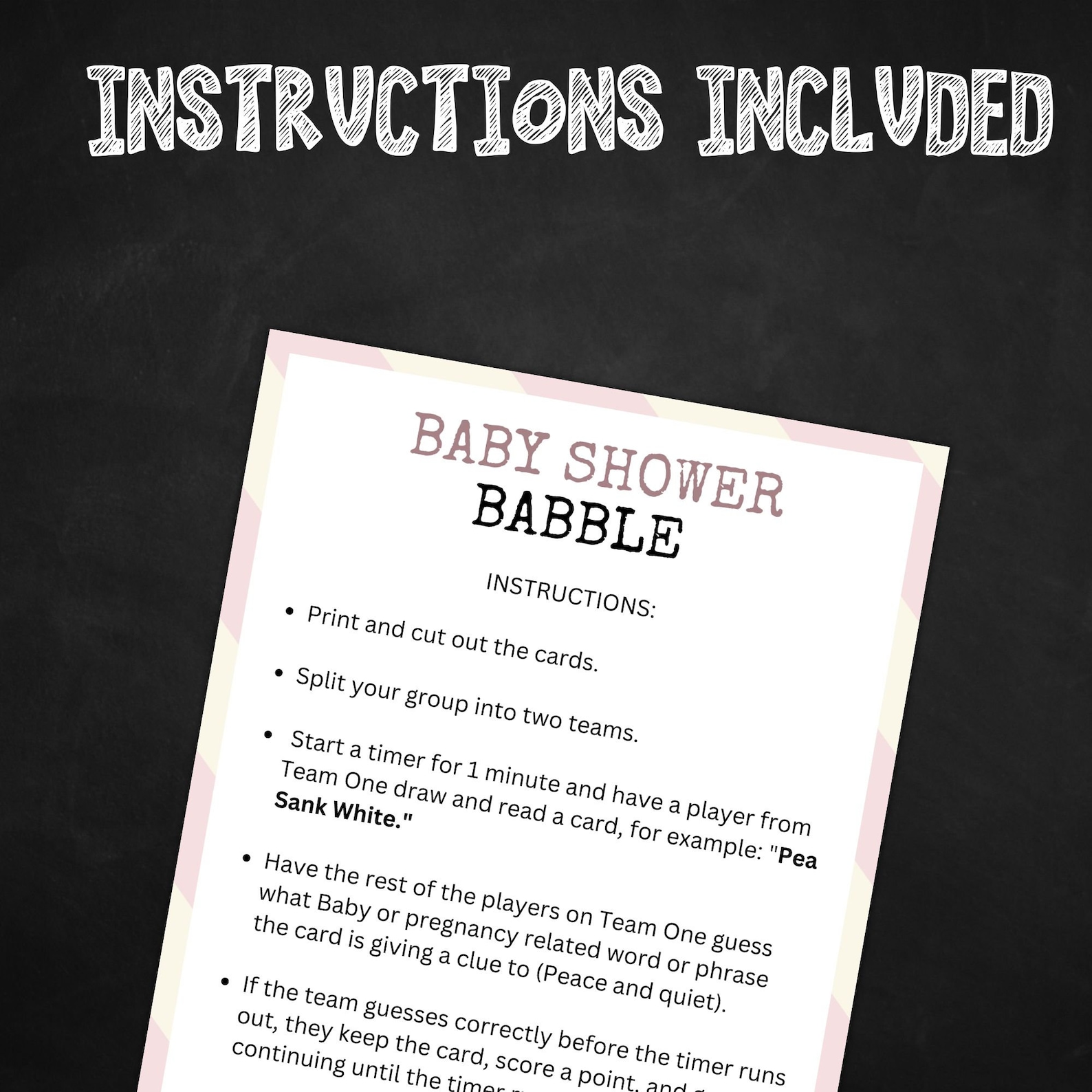 Baby Babble Talk Game, Baby Shower Mad Gab Game, Baby Shower Games, Fun ...