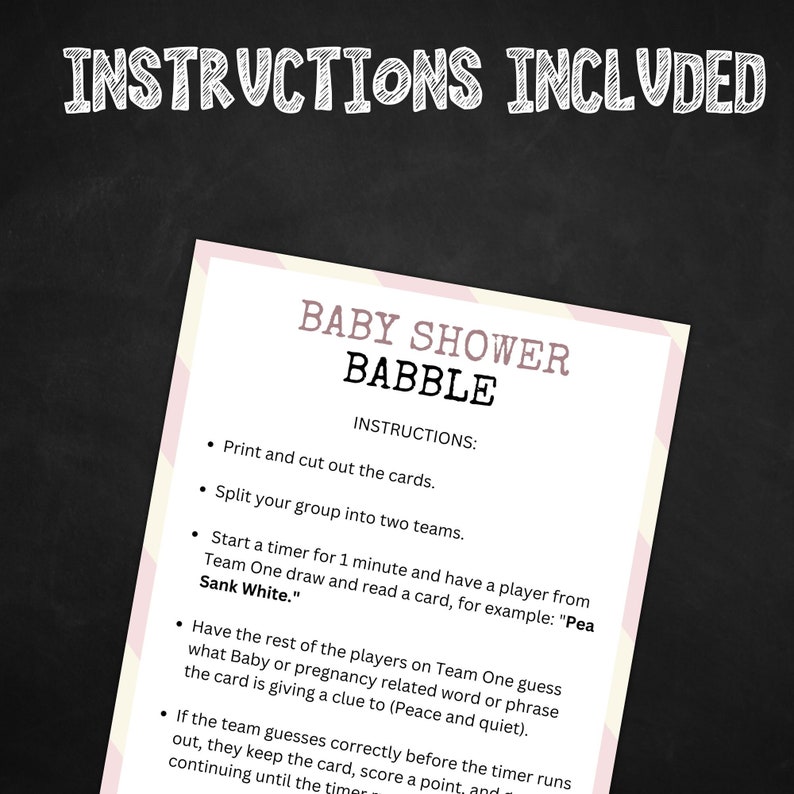 Baby Babble Talk Game, Baby Shower Mad Gab Game, Baby Shower Games, Fun ...