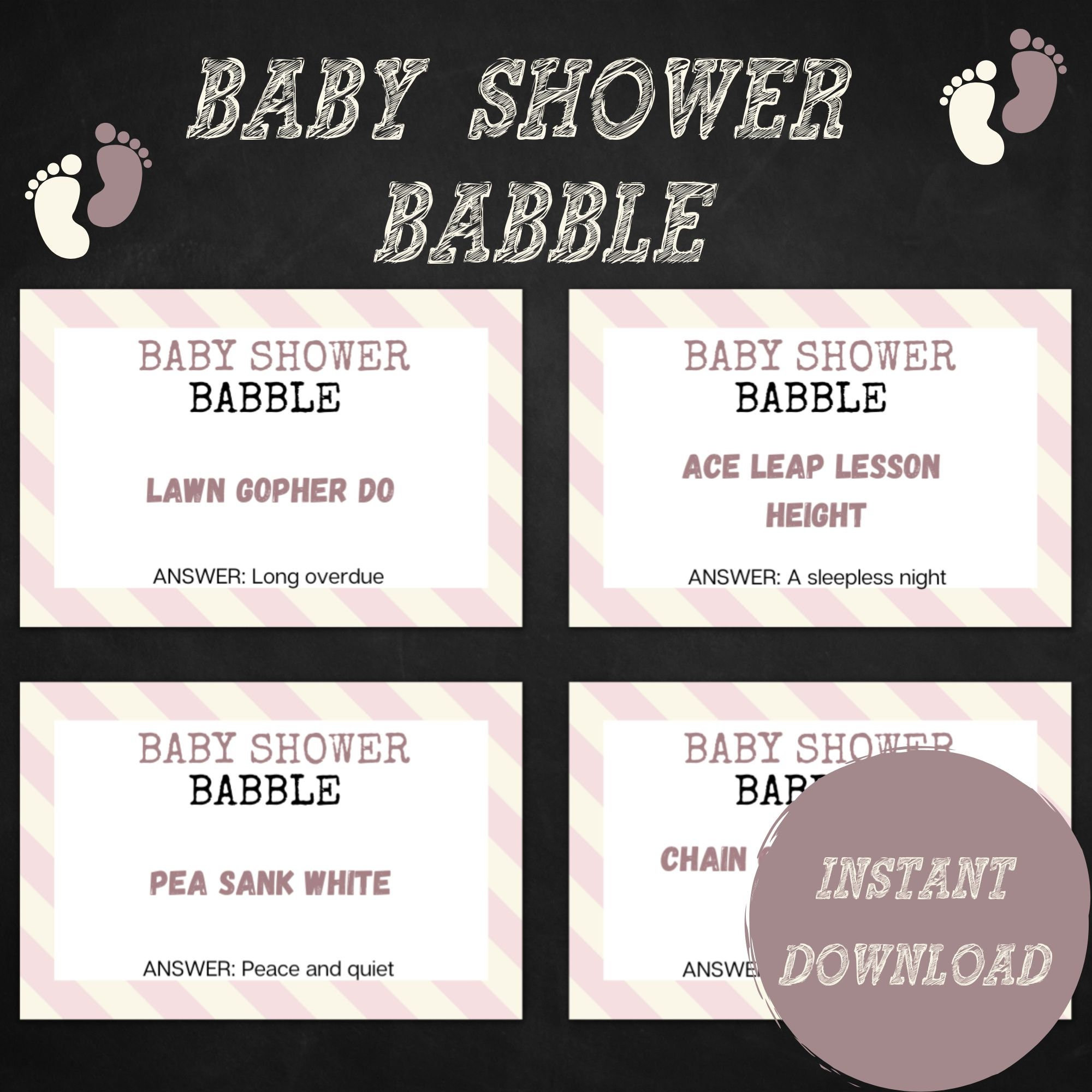 Baby Babble Talk Game, Baby Shower Mad Gab Game, Baby Shower Games, Fun ...