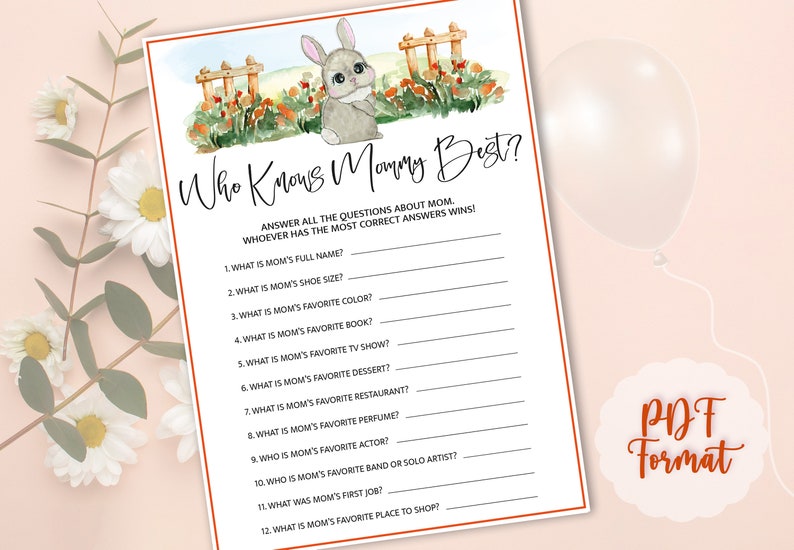 Bunny Theme Baby Shower Game Bundle | 27 Baby Shower Games | Baby ...