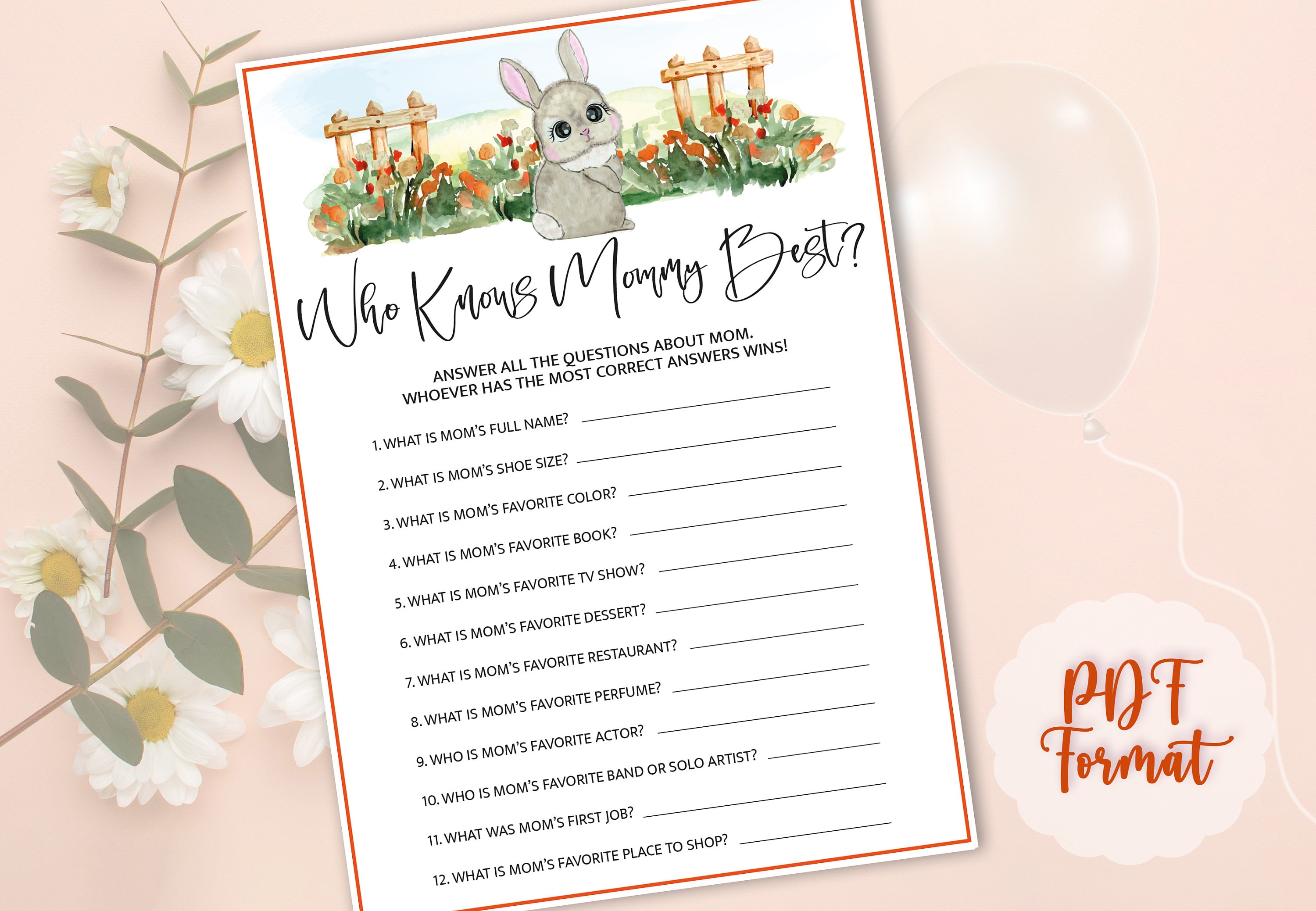 Bunny Theme Baby Shower Game Bundle | 27 Baby Shower Games | Baby ...