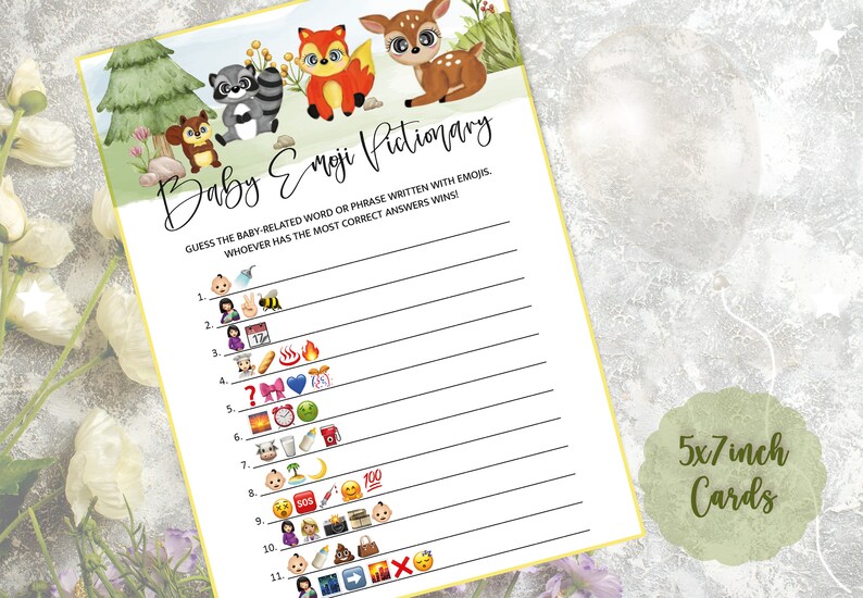 Woodland Theme Baby Shower Game Bundle Baby Shower Games Baby Shower ...