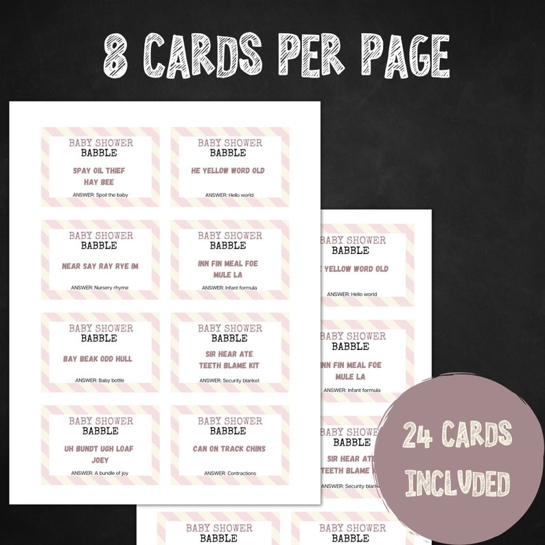 Baby Babble Talk Game, Baby Shower Mad Gab Game, Baby Shower Games, Fun ...