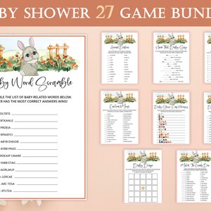 Bunny Theme Baby Shower Game Bundle | 27 Baby Shower Games | Baby ...
