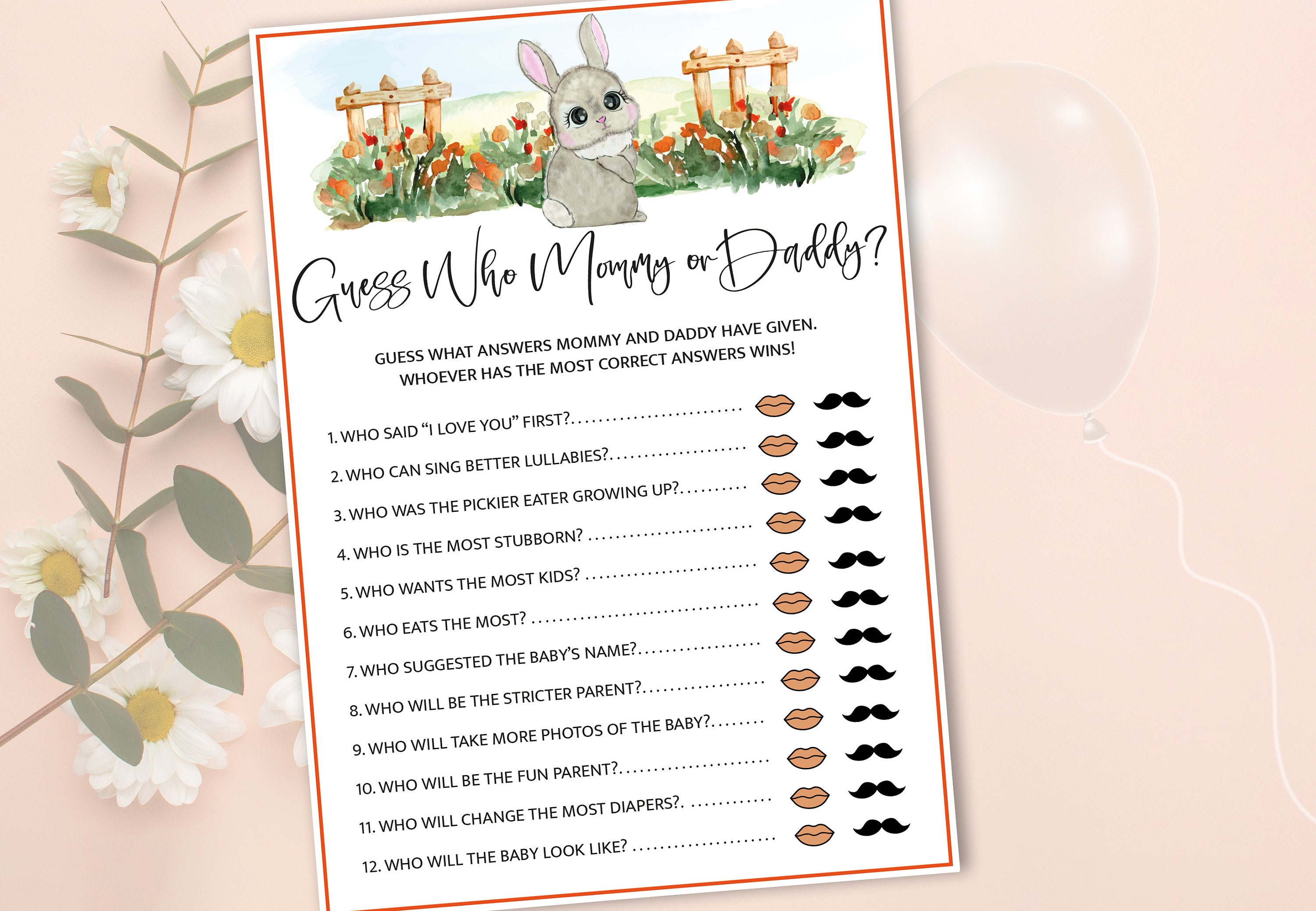 Bunny Theme Baby Shower Game Bundle | 27 Baby Shower Games | Baby ...