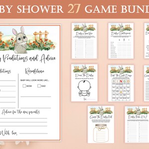Bunny Theme Baby Shower Game Bundle | 27 Baby Shower Games | Baby ...