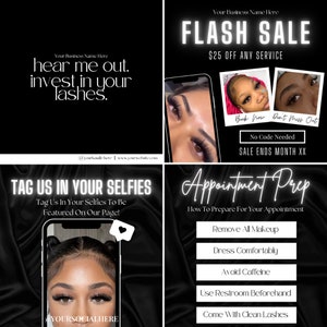 15 Lash Tech Instagram Post Templates: Editable Branding Flyer - Etsy