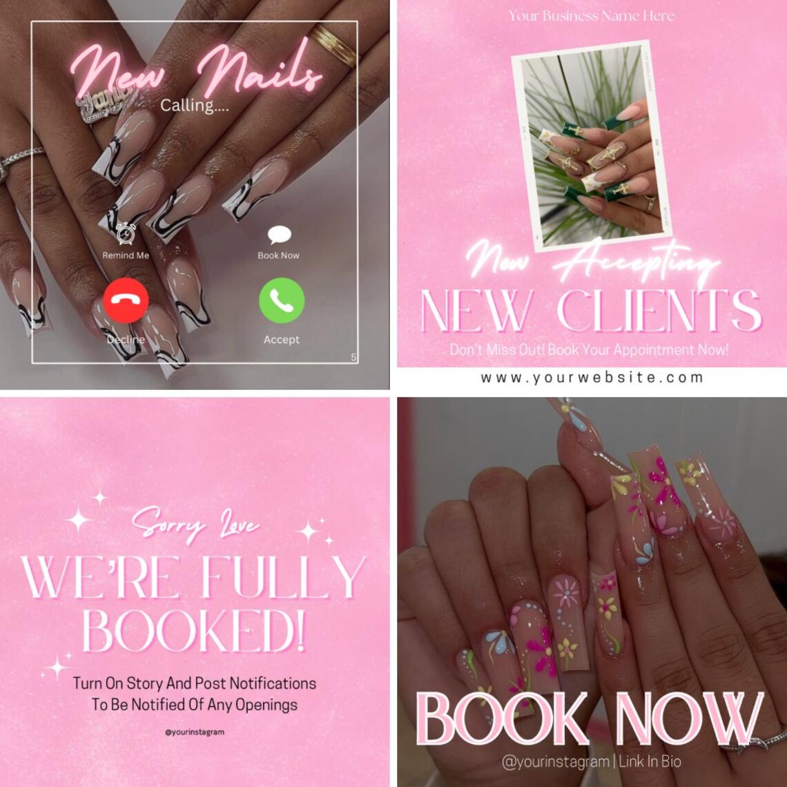 10 Instagram Nail Tech Post Templates, Nail Tech Branding, Social Media ...