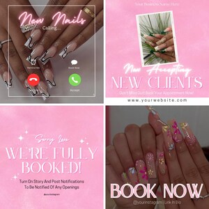 10 Instagram Nail Tech Post Templates, Nail Tech Branding, Social Media ...