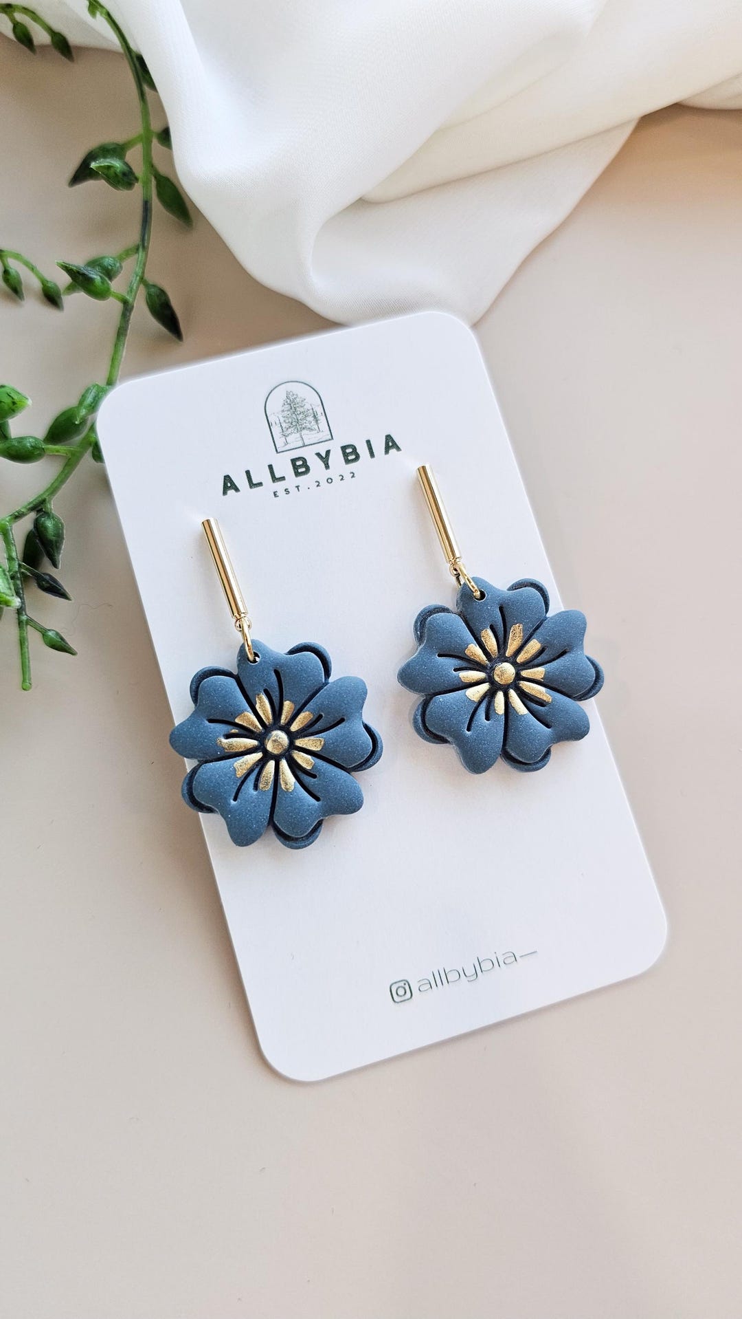 Mocha and Blue Polymer Clay Earring, Lightweight Earring, Gift for Her ...