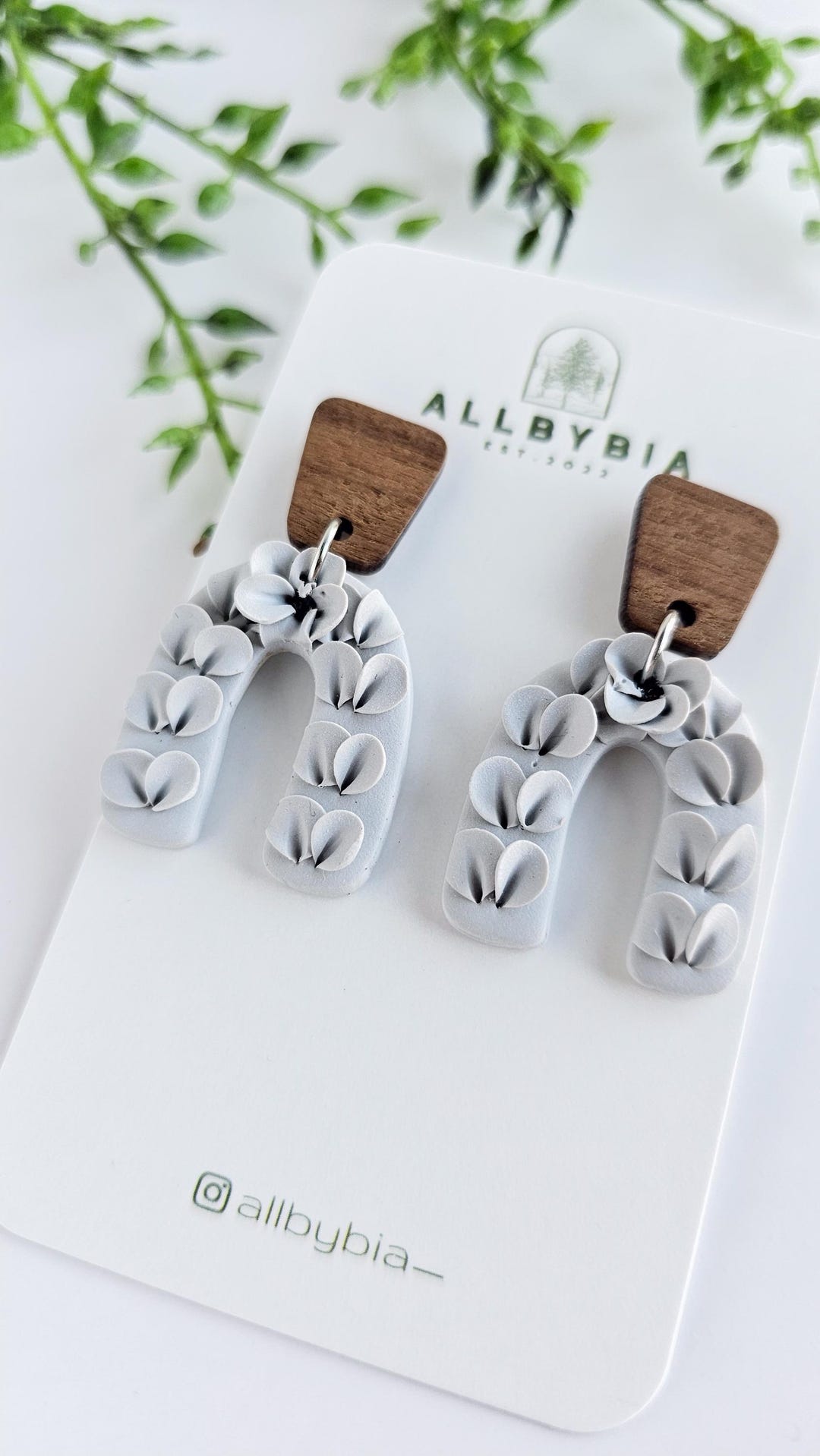 Light Grey Polymer Clay Earring, Polymer Clay Earrings, Lightweight ...