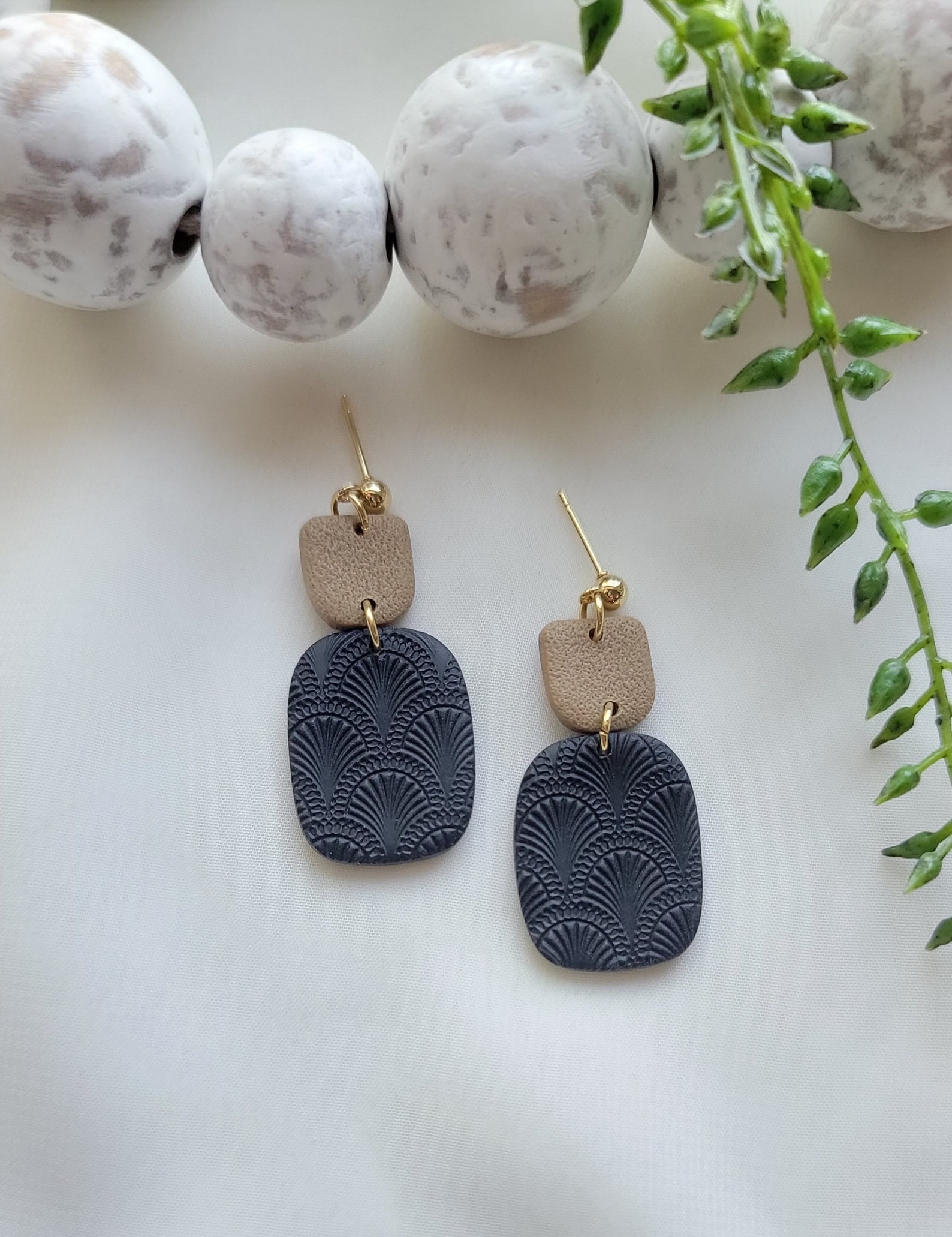 Rounded Rectangle Dangle, Polymer Clay Earrings, Clay Earrings, Dangle ...