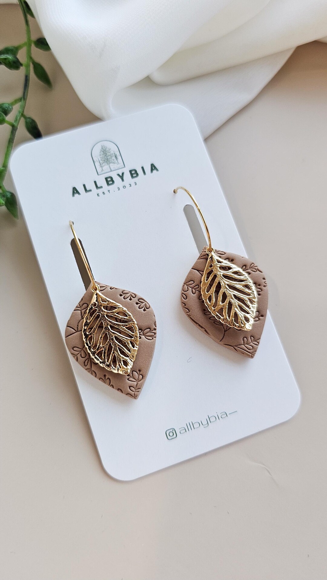 Mocha and Blue Polymer Clay Earring, Lightweight Earring, Gift for Her ...