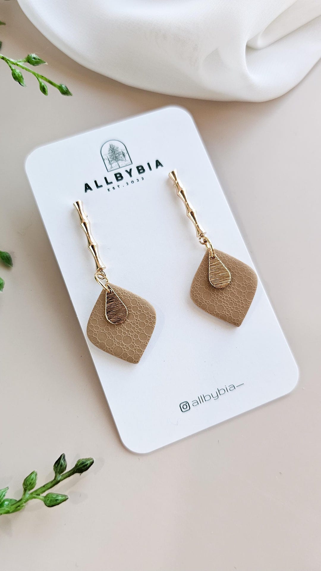 Latte Clay Earrings| Polymer Clay Earrings | Dangle Drop Earrings | Handmade Earrings ...