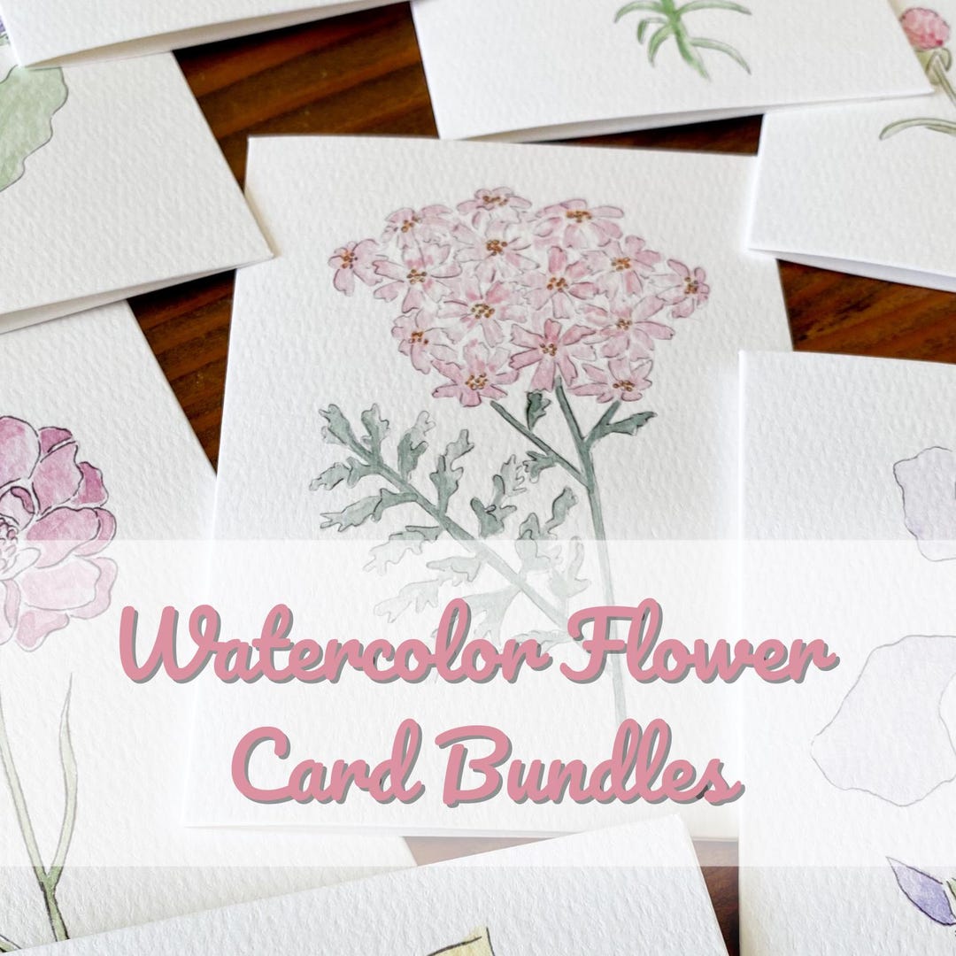 Bundle Card Set- Watercolor Flower Garden - Etsy