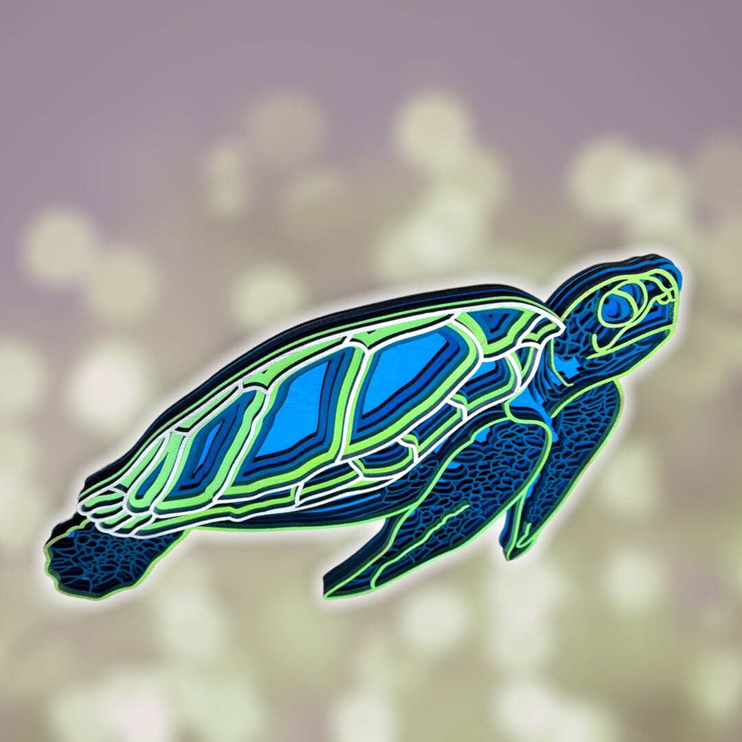 Layered Wood Turtle , Turtle Wood Mandala Colorful 3D Multilayer Turtle ...