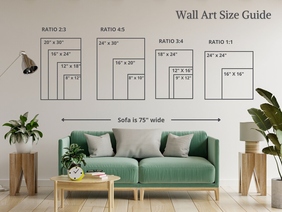 Wall Art Size Guide, Wall Size Comparison Chart, Print Size Guide, Wall ...