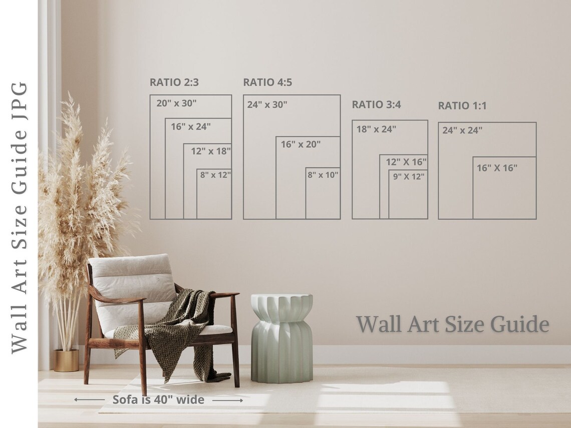 Wall Art Size Guide Wall Size Comparison Chart Print Size - Etsy