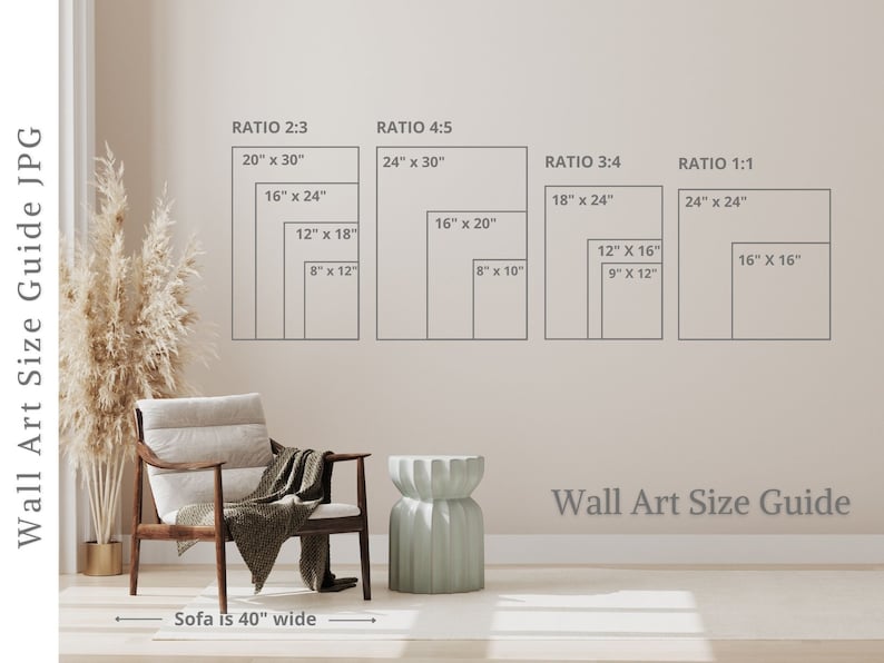 Wall Art Size Guide Wall Size Comparison Chart Print Size - Etsy