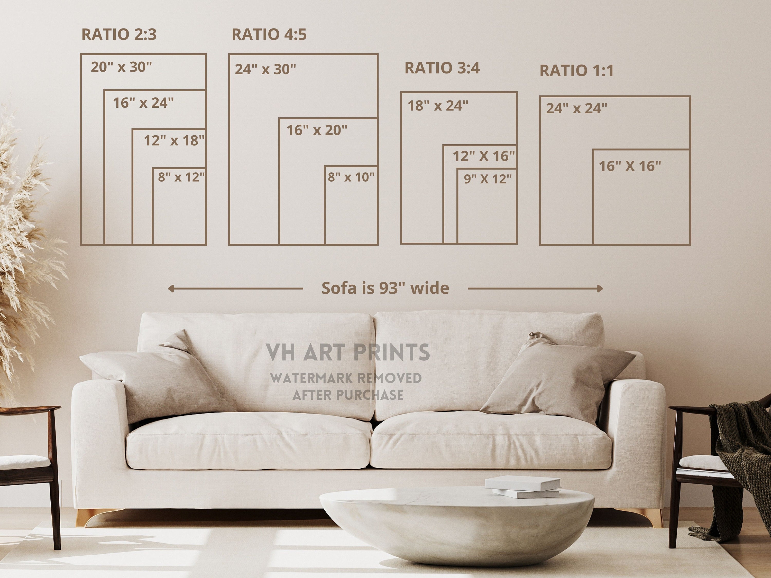 Wall Art Size Guide Wall Size Comparison Chart Print Size - Etsy Australia