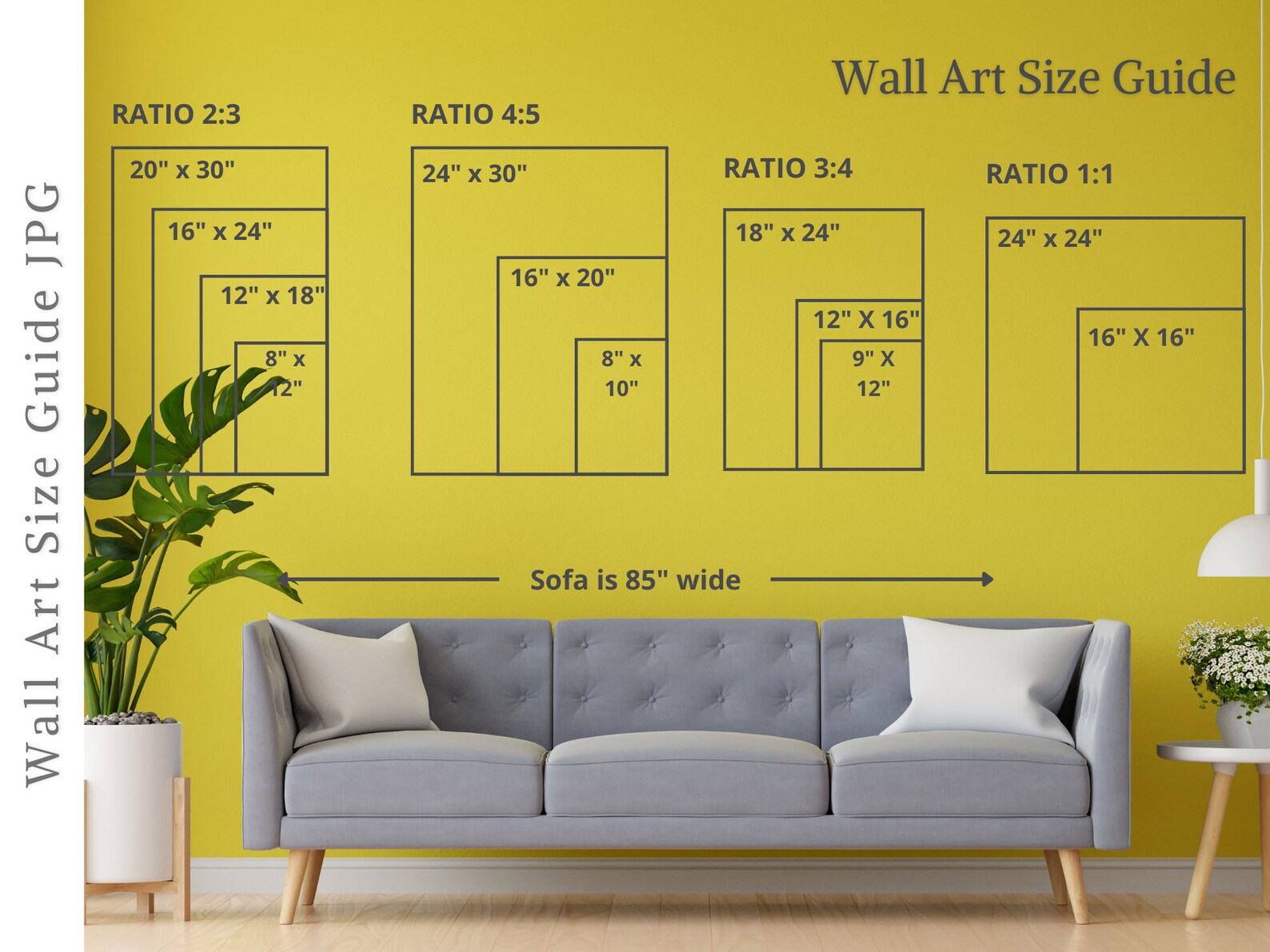 Wall Art Size Guide Wall Size Comparison Chart Print Size - Etsy