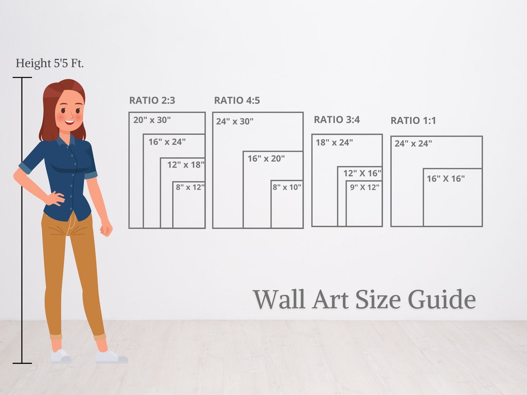 Wall Art Size Guide Wall Size Comparison Chart Print Size - Etsy