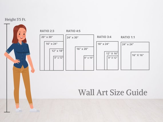 Wall Art Size Guide Wall Size Comparison Chart Print Size Etsy